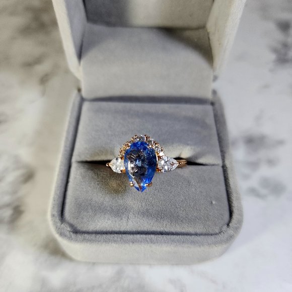 Bomb Party | Jewelry | New Bp Ring Lab Created Blue Quartz Rose Gold ...